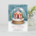 Winter Snow Globe Circus Birthday Invitation | Zazzle