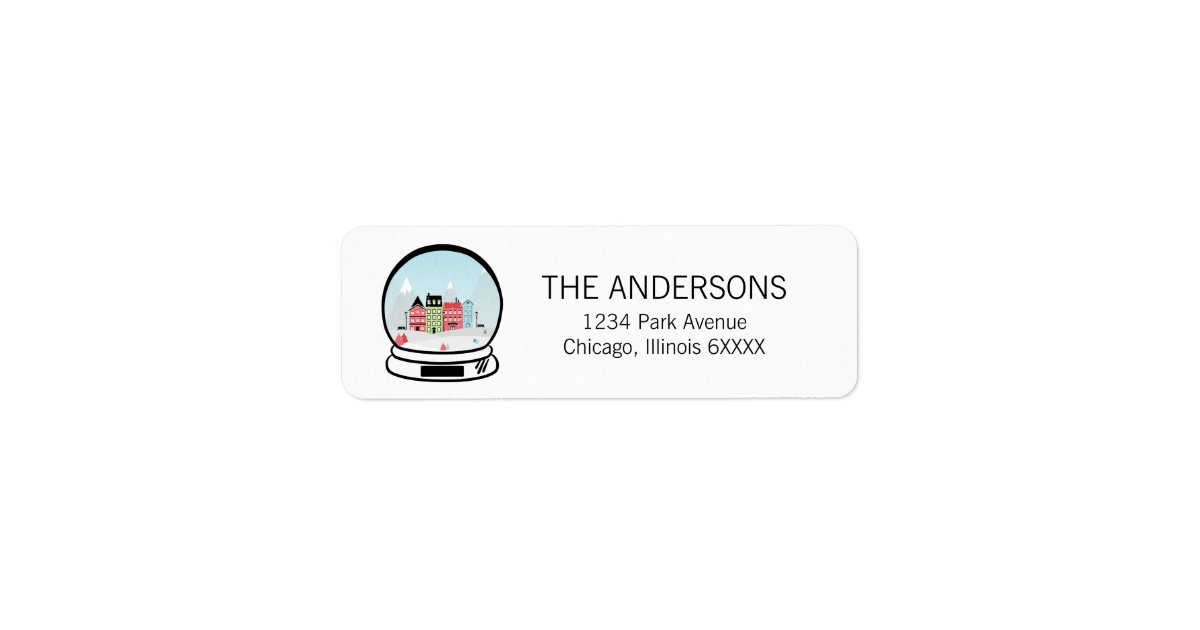 Winter Snow Globe Holiday Address Label | Zazzle