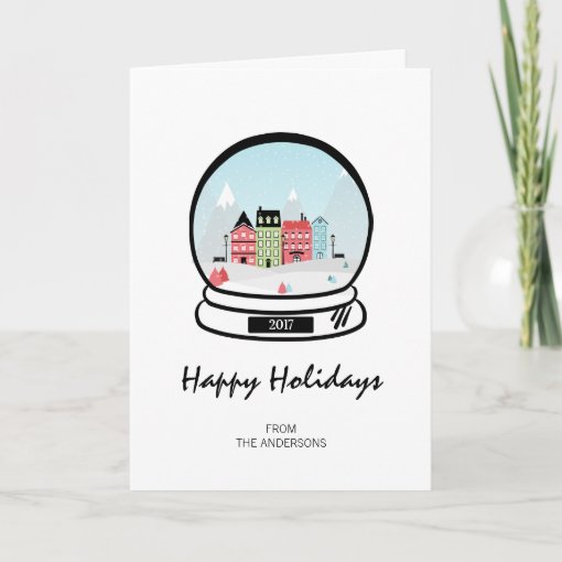 Winter Snow Globe Holiday Greeting Card | Zazzle