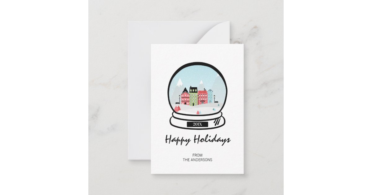 Winter Snow Globe Holiday Mini Note Card | Zazzle