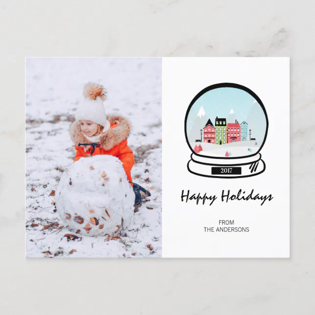 Winter Snow Globe Holiday Photo Postcard | Zazzle