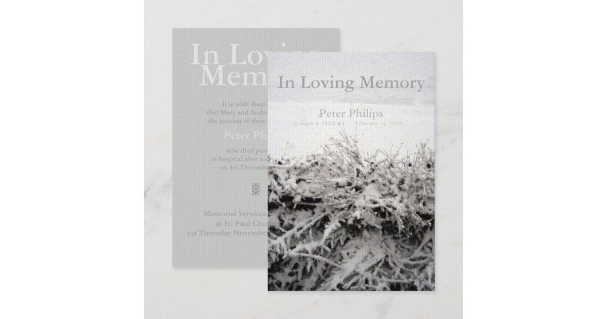 Winter Snow In Loving Memory Funeral Invitation | Zazzle