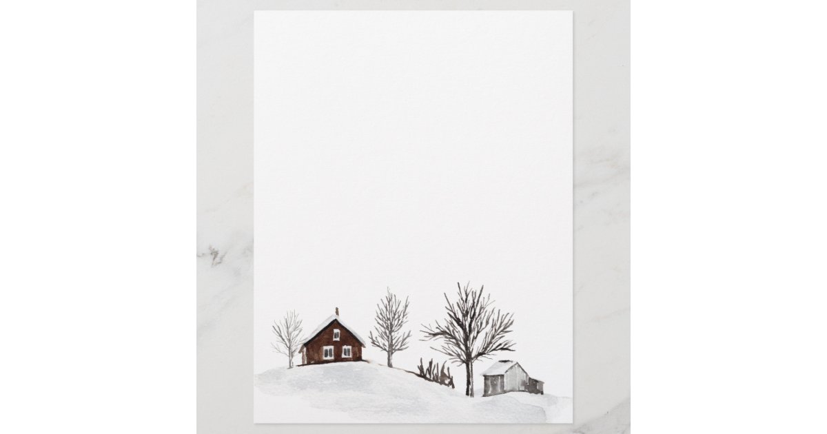 Winter Snow Landscape Deer Letterhead | Zazzle