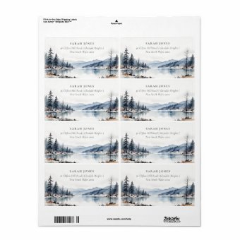 Winter Snow Mountain Lake Landscape Address Label | Zazzle