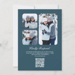 Winter Snow Pine Tree Forest Photo QR Code Wedding Invitation | Zazzle