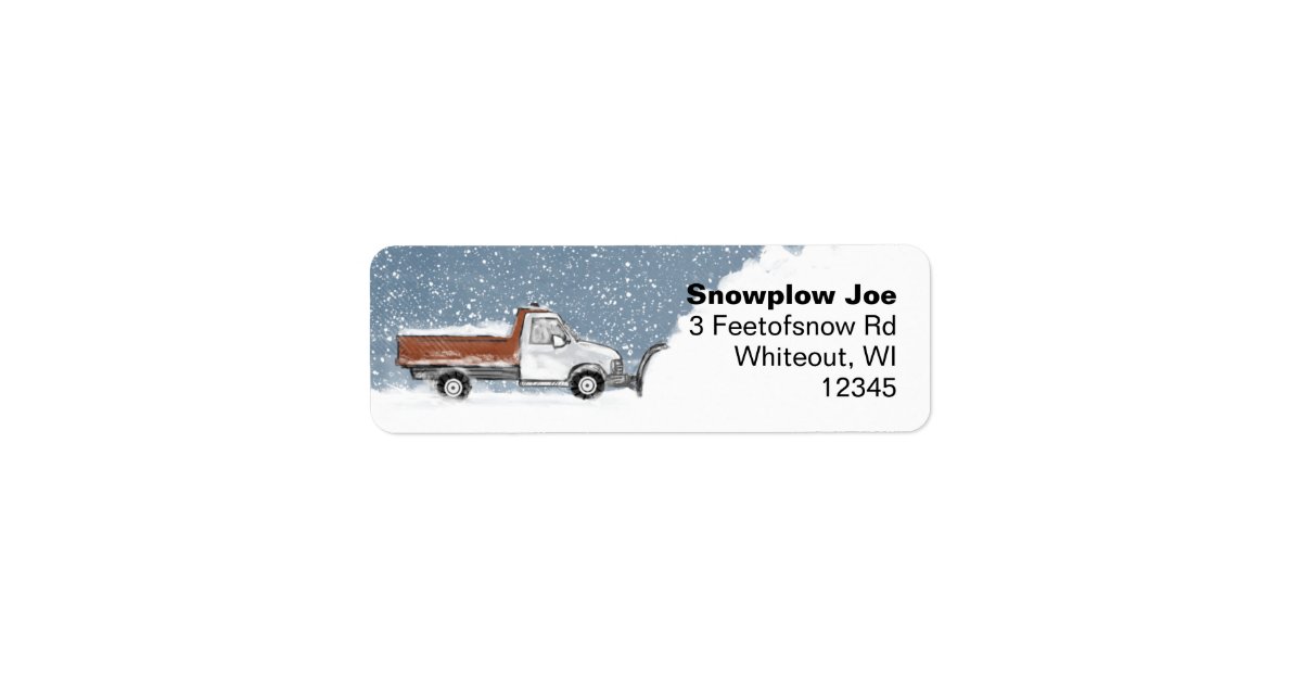 Winter Snow Plow Plowing Return Address Labels | Zazzle