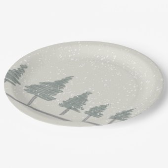 Winter Snow Scene Christmas Party Plate | Zazzle