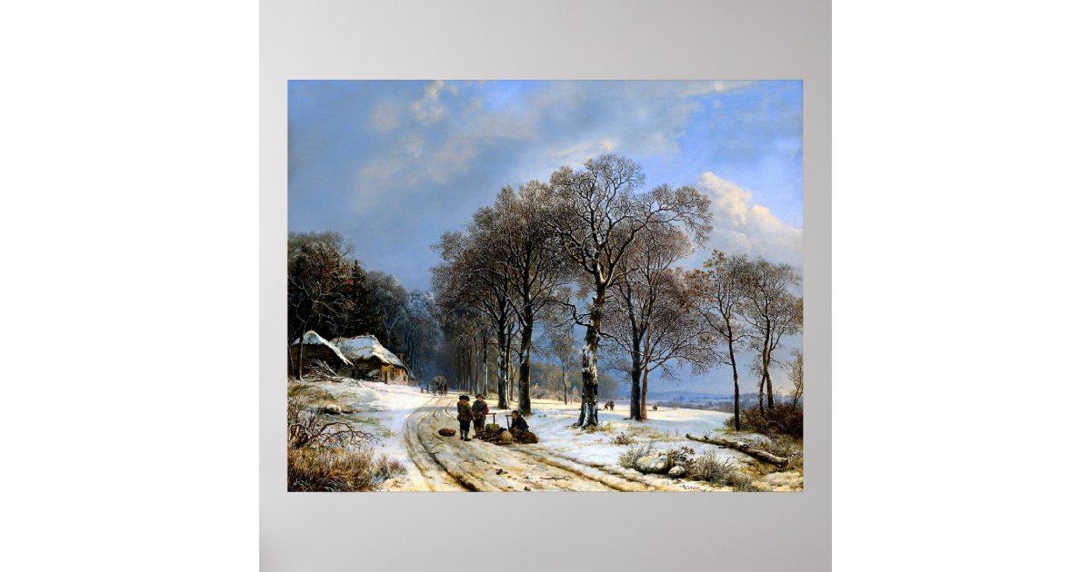 Winter snow scene poster | Zazzle