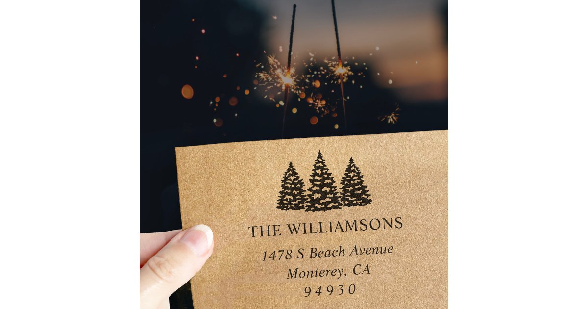Winter Snow Trees Envelopes Return Self-inking Stamp | Zazzle