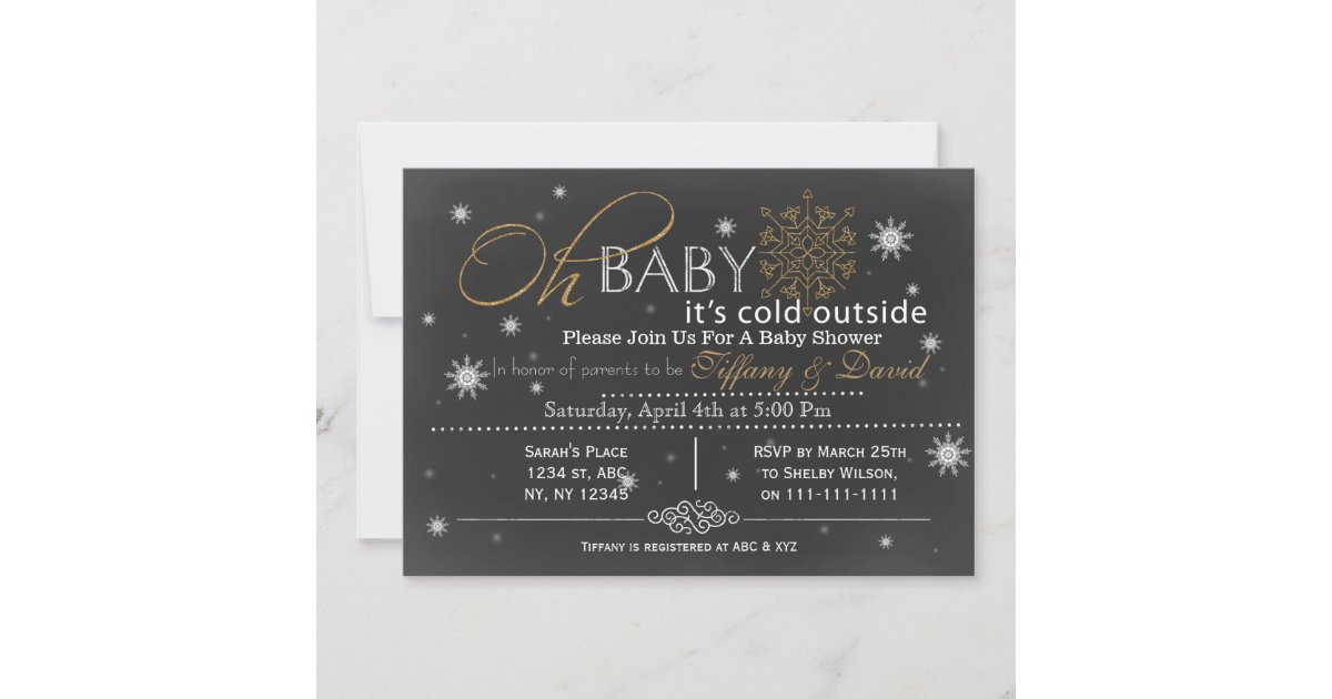 Winter Snow unisex Couple's Baby shower Invitation | Zazzle