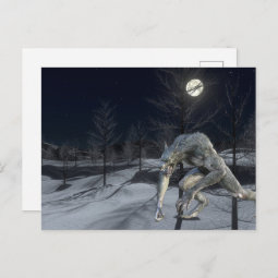 Winter Snow Werewolf Scary Halloween Postcard | Zazzle