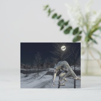 Winter Snow Werewolf Scary Halloween Postcard | Zazzle
