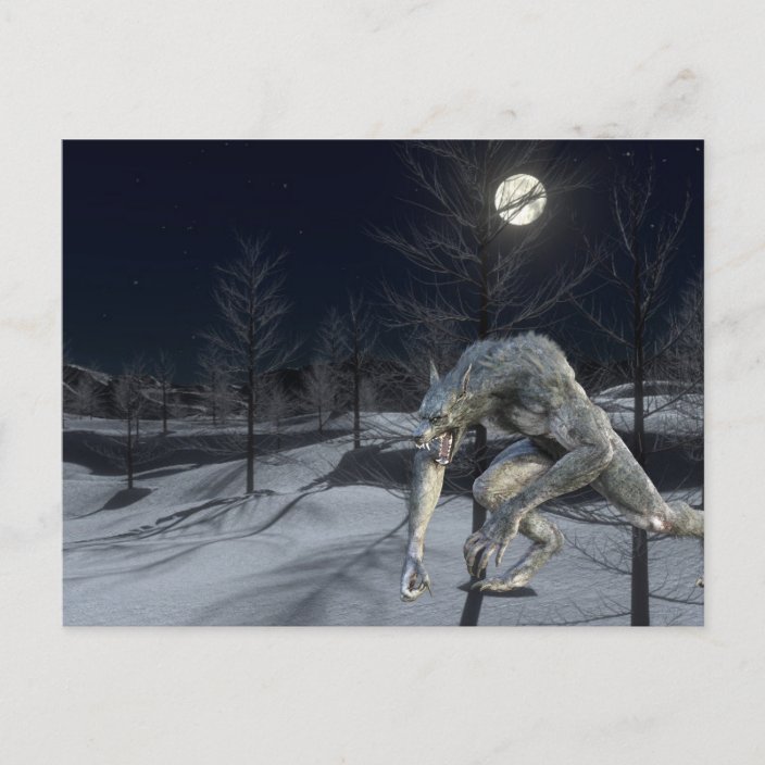 Winter Snow Werewolf Scary Halloween Postcard | Zazzle.com