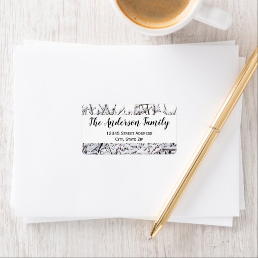 Winter Snow White Background - Address Label | Zazzle