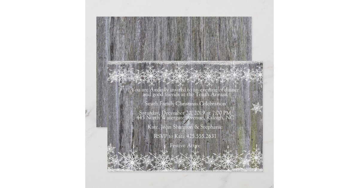 Winter Snow Wood Christmas Party Invitation | Zazzle