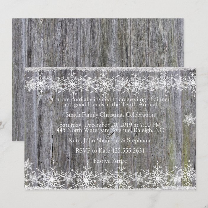 Winter Snow Wood Christmas Party Invitation | Zazzle.com