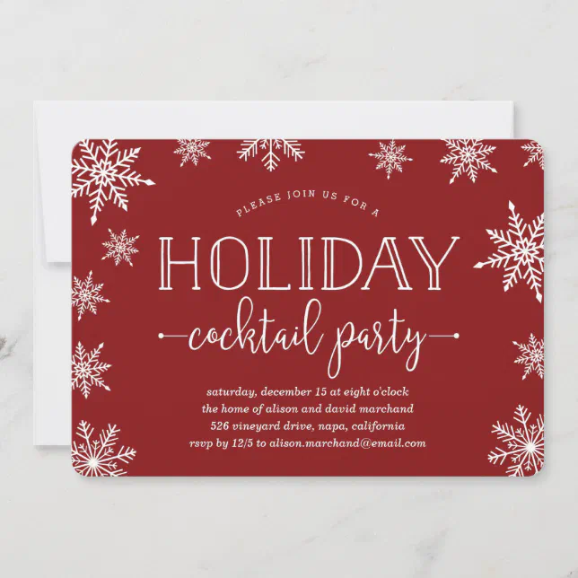 Winter Snowfall Holiday Cocktail Party Invitation | Zazzle