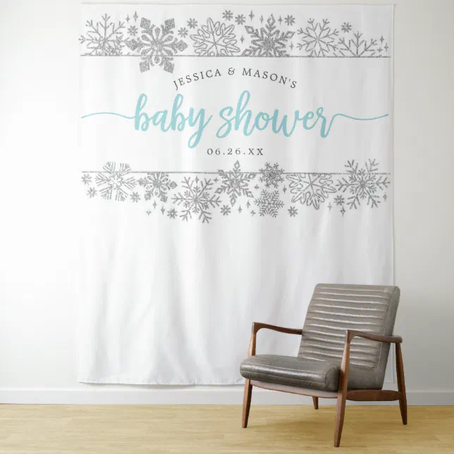 Winter Snowflake Baby Shower Backdrop Photo Booth | Zazzle