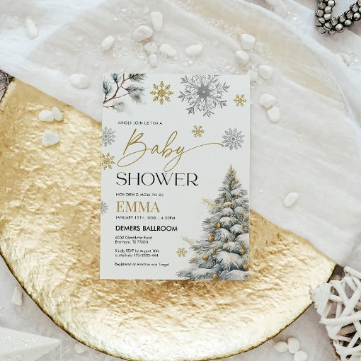 Winter Snowflake Baby Shower Invitation | Zazzle