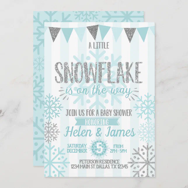 Winter Snowflake Baby Shower Invitation Invite | Zazzle