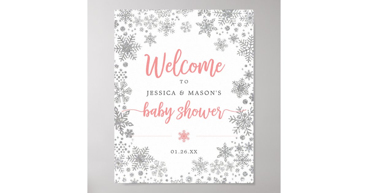 Winter Snowflake Baby Shower Welcome Sign | Zazzle