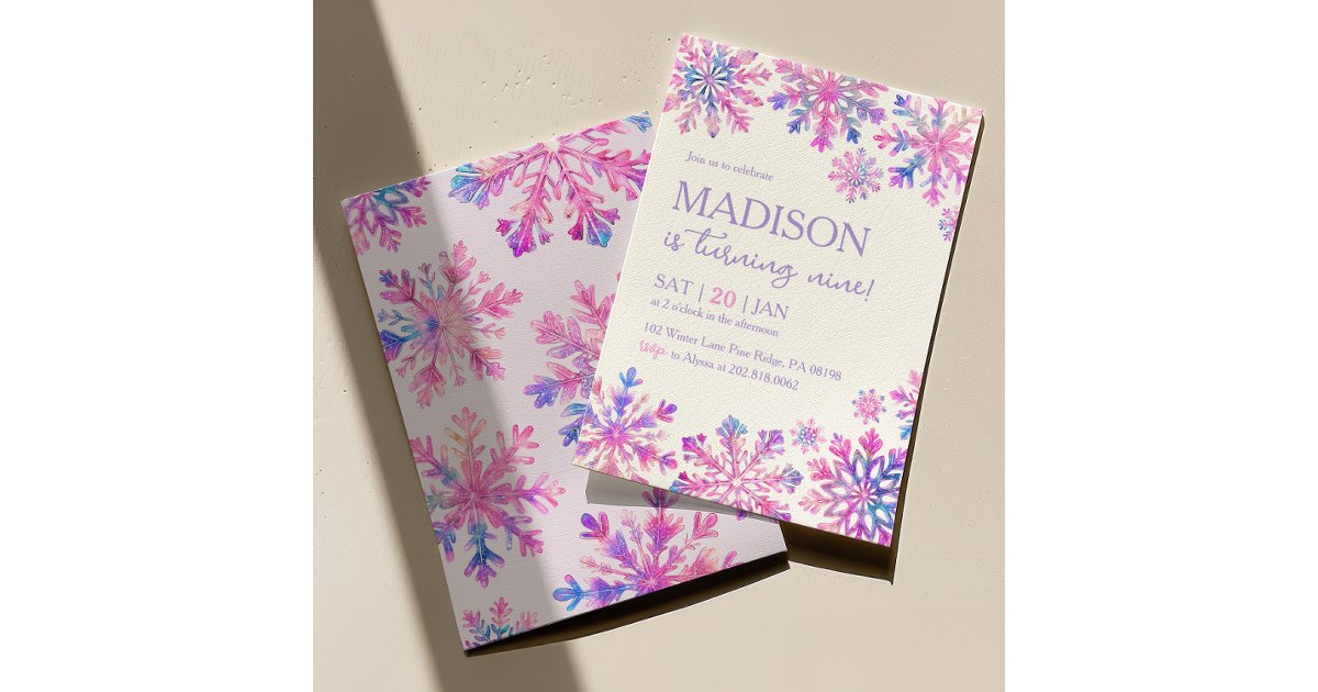 Winter Snowflake Birthday Invitation | Zazzle