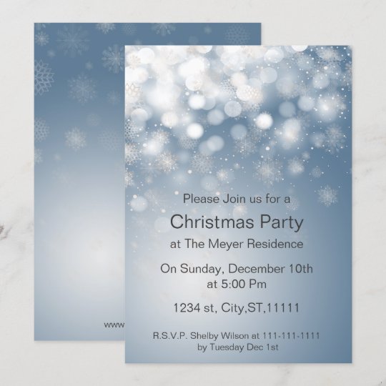 winter snowflake blue Holiday party Invitation | Zazzle.com