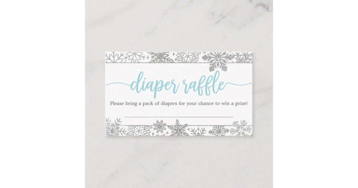 Winter Snowflake Diaper Raffle Baby Shower Card | Zazzle