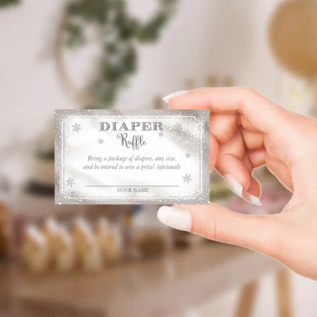 Winter Snowflake Diaper Raffle Card | Zazzle