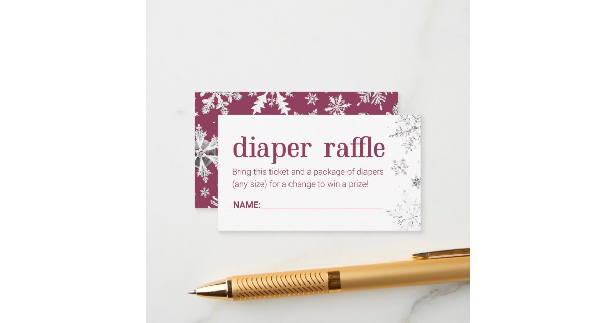 Winter Snowflake Diaper Raffle Ticket Enclosure | Zazzle