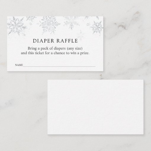 Winter Snowflake Diaper Raffle Ticket Enclosure Card | Zazzle