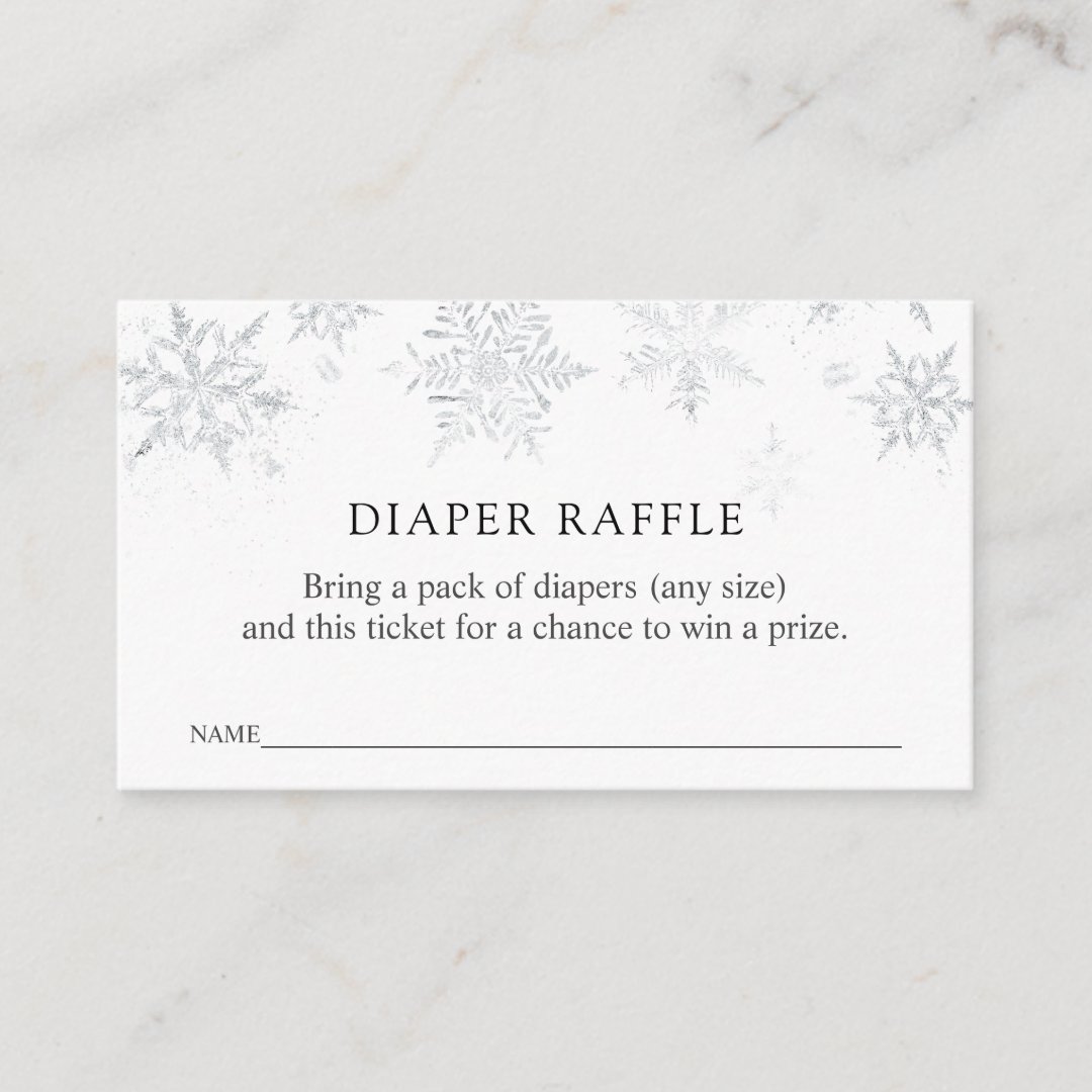 Winter Snowflake Diaper Raffle Ticket Enclosure Card | Zazzle