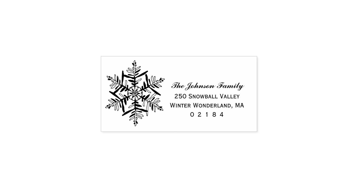 Winter Snowflake Etching Christmas Return Address Rubber Stamp | Zazzle