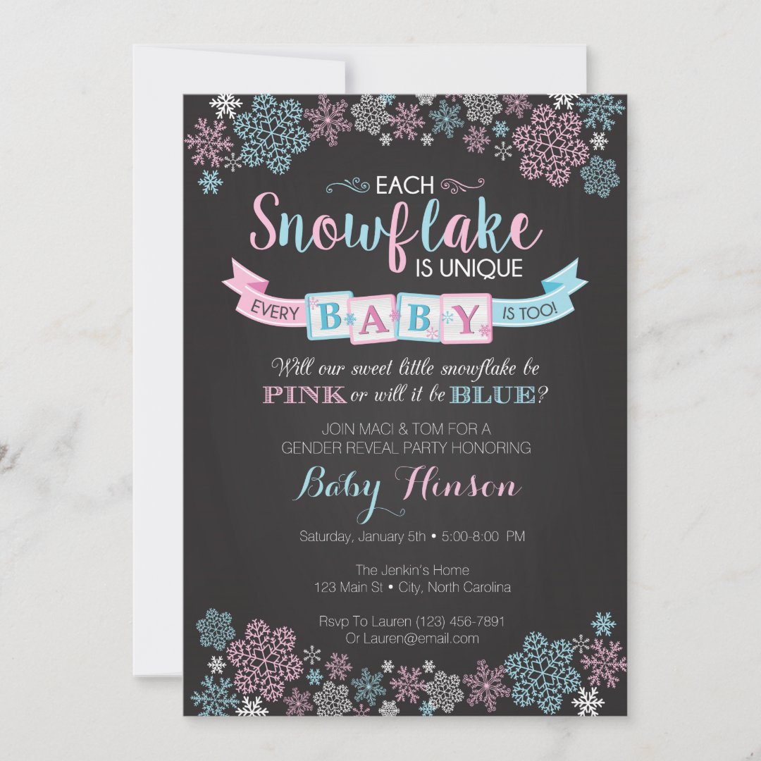 Winter Snowflake Gender Reveal Party Invitation | Zazzle Winter Snowflake Gender Reveal Party Invitation | Zazzle