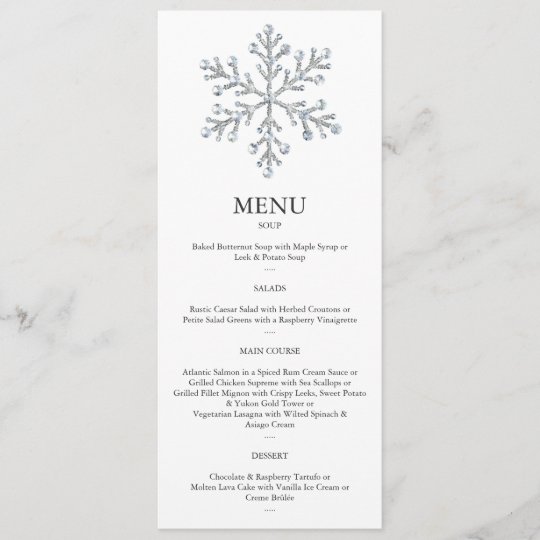 Winter Snowflake Menu 2 | Zazzle.com
