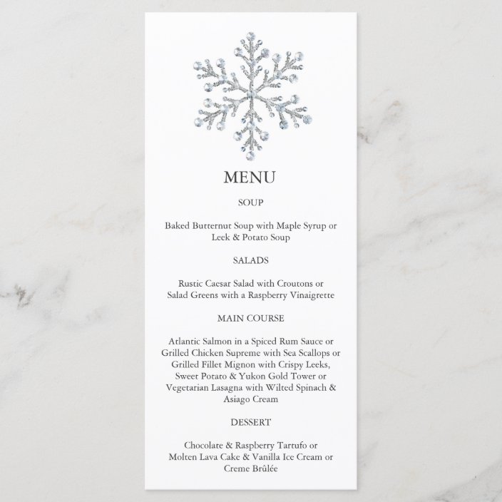 Winter Snowflake Menu (white) | Zazzle.com