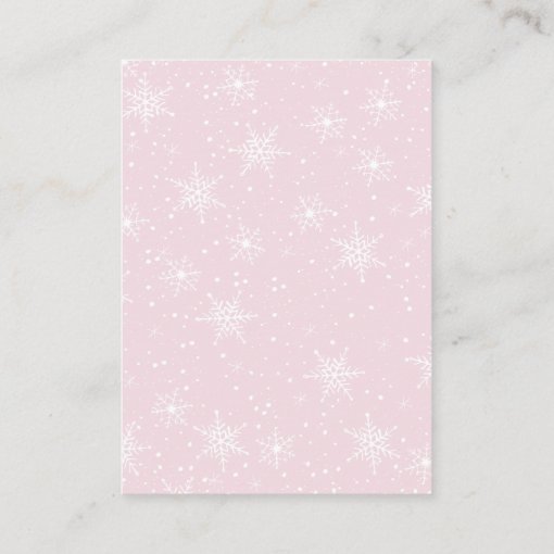 Winter Snowflake Pink Baby Diaper Raffle Ticket Enclosure Card | Zazzle