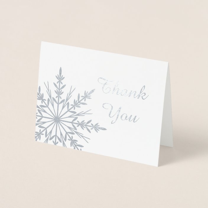 Winter Snowflake Thank You Note Foil Card | Zazzle.com