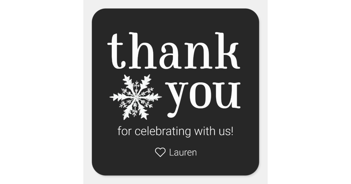 Winter Snowflake Thank You Sitcker Square Sticker | Zazzle