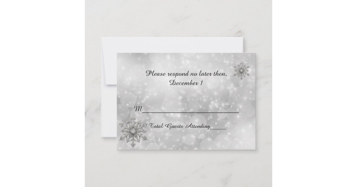 Winter Snowflake Wedding RSVP Card | Zazzle