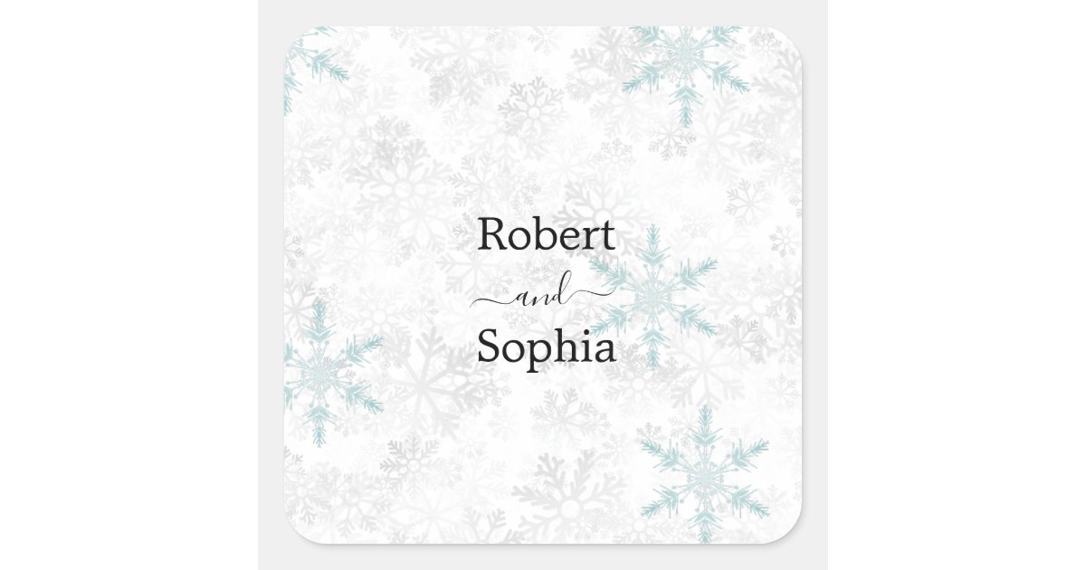 Winter Snowflake Wedding Square Sticker | Zazzle
