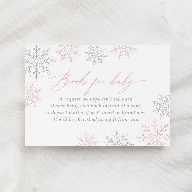 Winter Snowflakes Baby Shower Books for Baby Enclosure Card | Zazzle