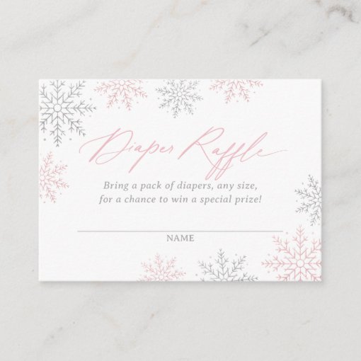Winter Snowflakes Baby Shower Diaper Raffle Ticket Enclosure Card | Zazzle