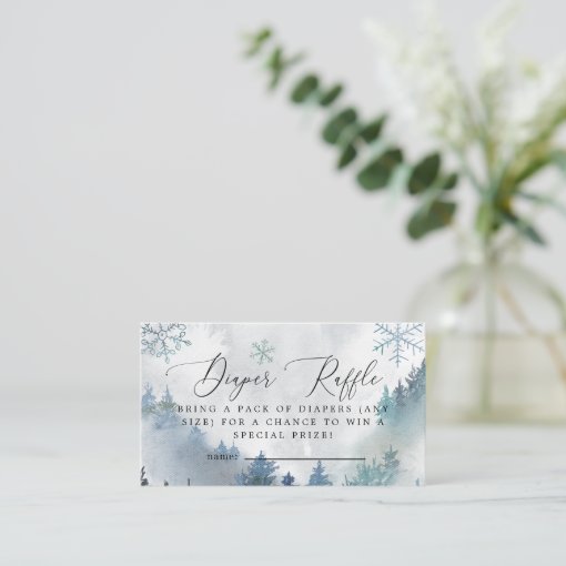Winter Snowflakes Blue Diaper Raffle Ticket Enclos Enclosure Card | Zazzle