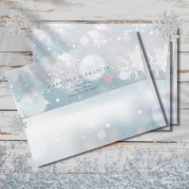 Winter Snowflakes Elegant Script Return Address Envelope | Zazzle