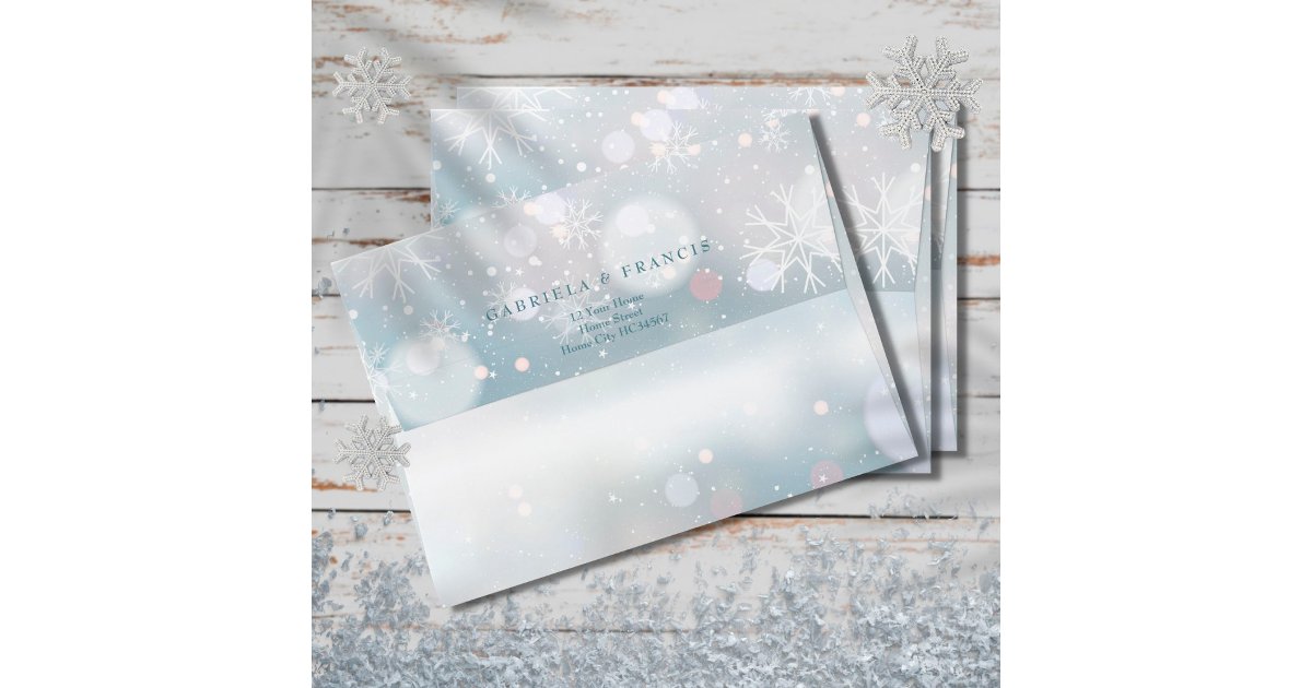 Winter Snowflakes Elegant Script Return Address Envelope | Zazzle