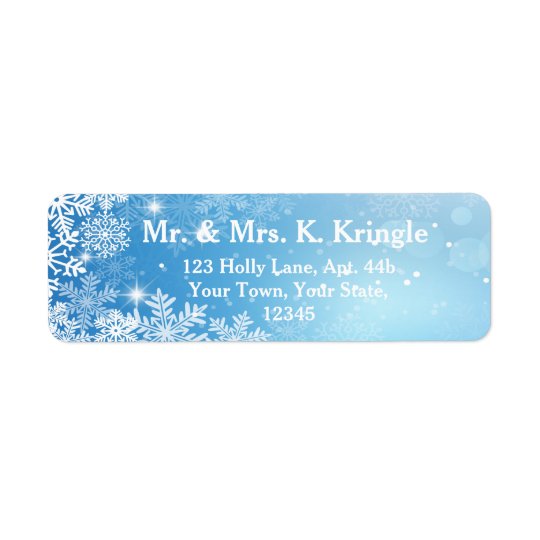 Winter Snowflakes On Blue Address Labels | Zazzle.com