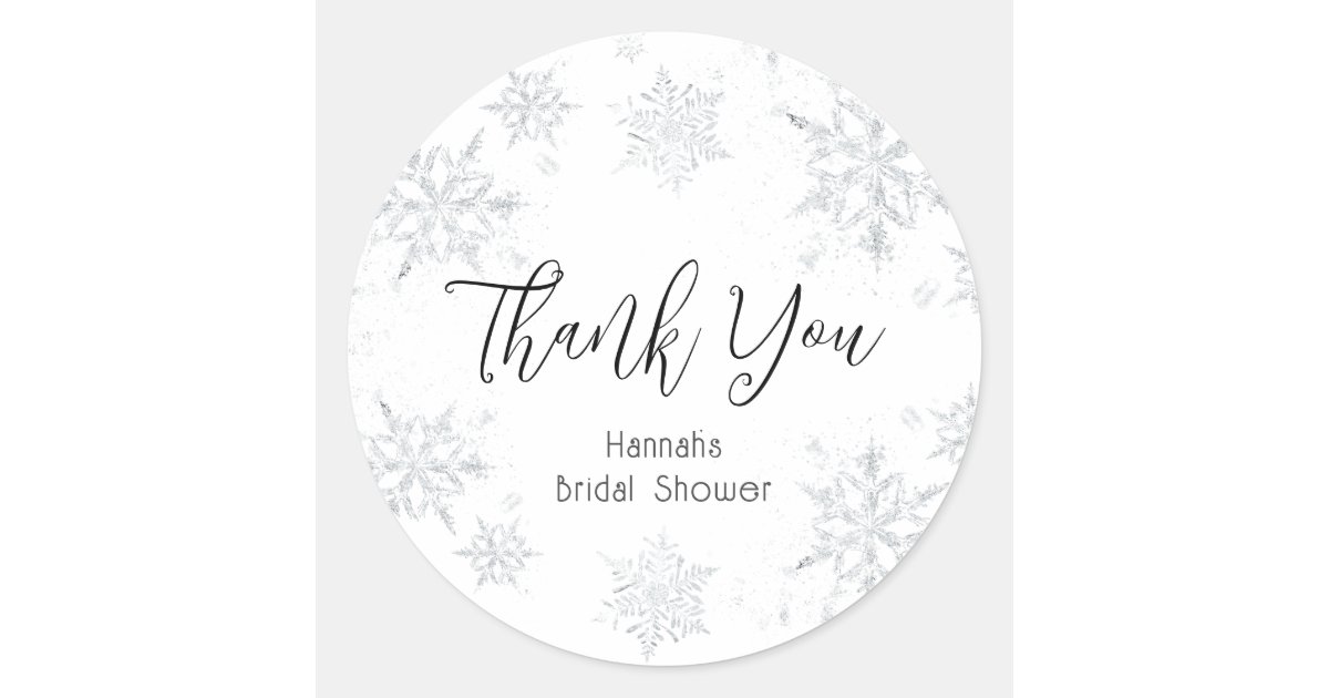 Winter Snowflakes Thank You Classic Round Sticker | Zazzle
