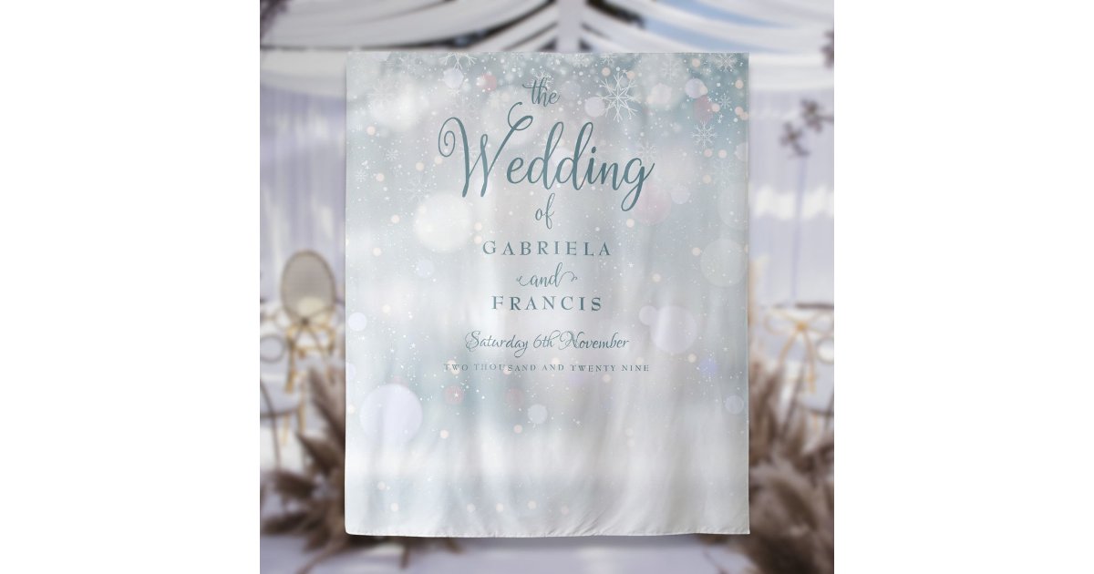 Winter Snowflakes Wedding Photo Booth Backdrop | Zazzle