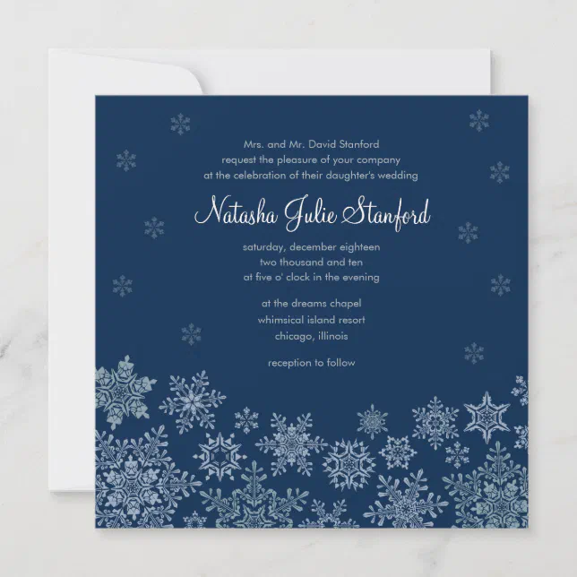 Winter Snowflakes Wedding Square Invitation Card | Zazzle